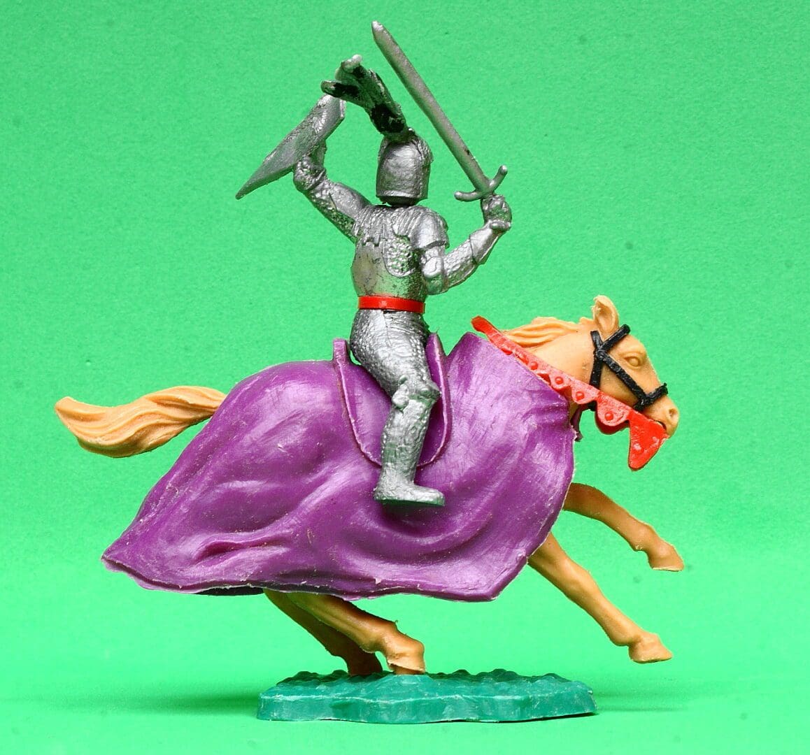 NEW! Timpo Mounted Silver Knight with Scarce PURPLE Caparison - Herald ...