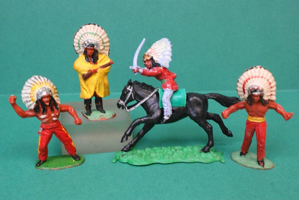 Timpo Solid Plastic Native Indians - Group of 4 - Herald Toys and Models