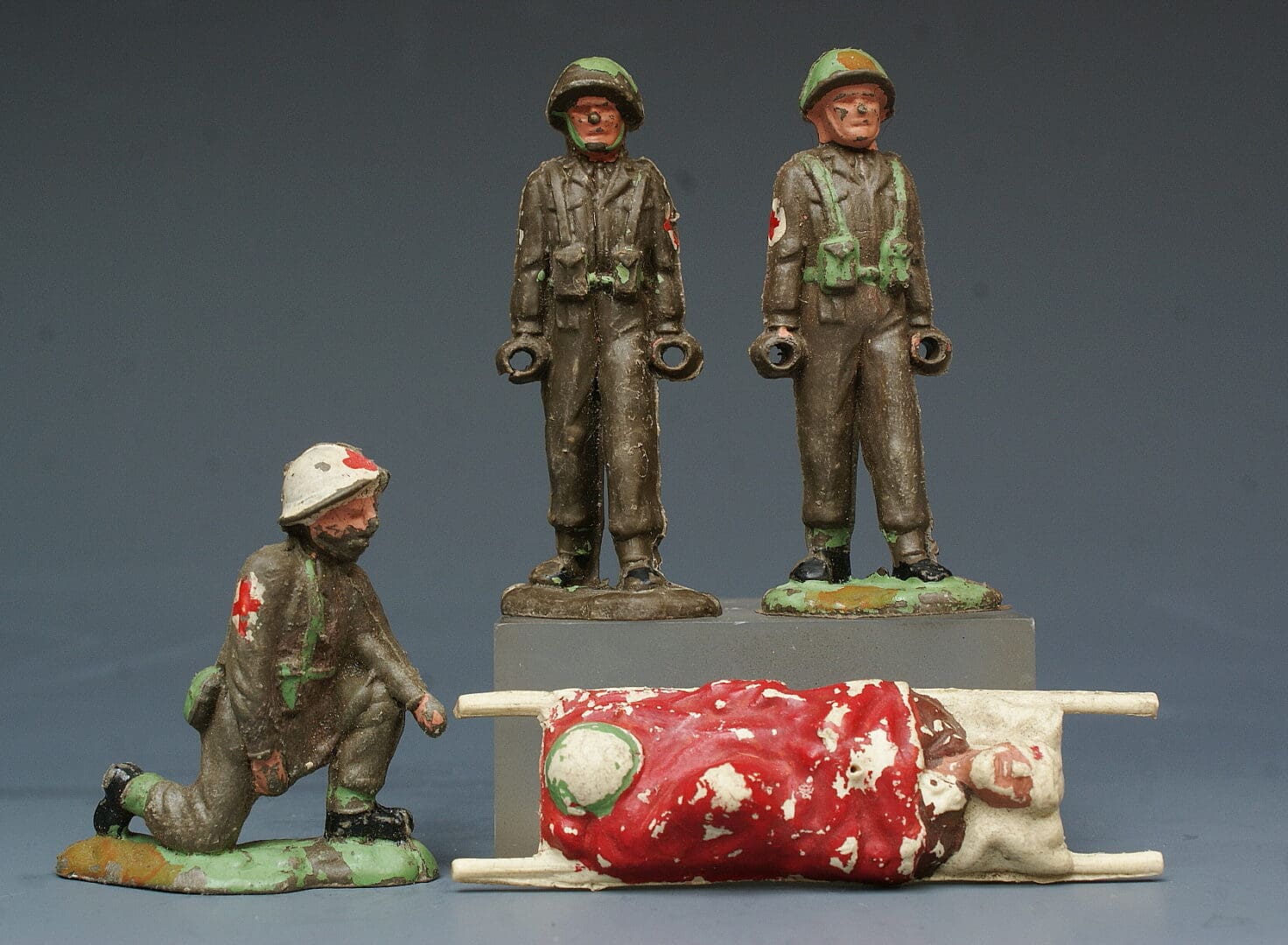 Trojan Khaki Stretcher Party & First Aid Man #3 - Herald Toys and Models