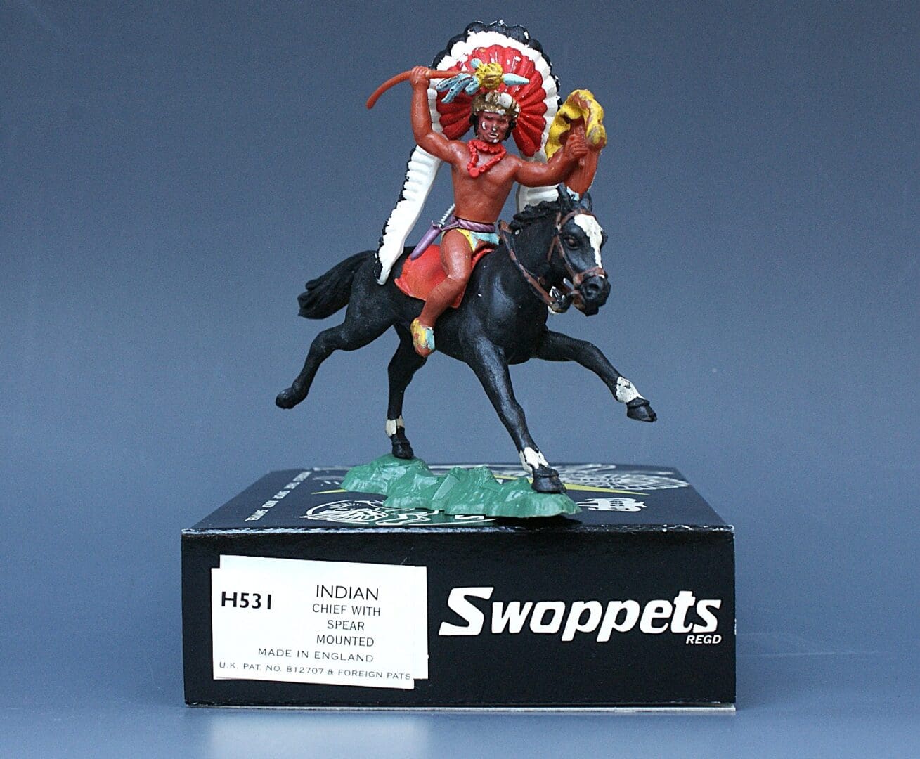 Herald Swoppet Mounted Indian Chief with Spear - Herald Toys and Models